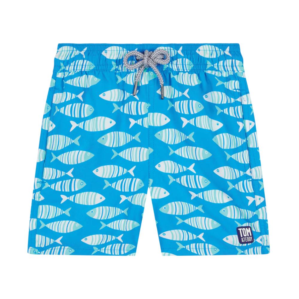 TOM & TEDDY - Boy's Shorts (Blue Striped Fish)– Escapade Online